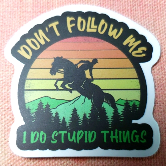 Office | A Horse Rider Sticker Western Cowgirl Cowboy Mountains Pine ...